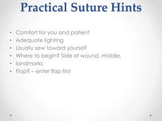 Basic suturing workshop | PPTX