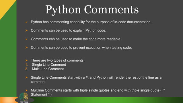 Basic syntax supported by python | PPT