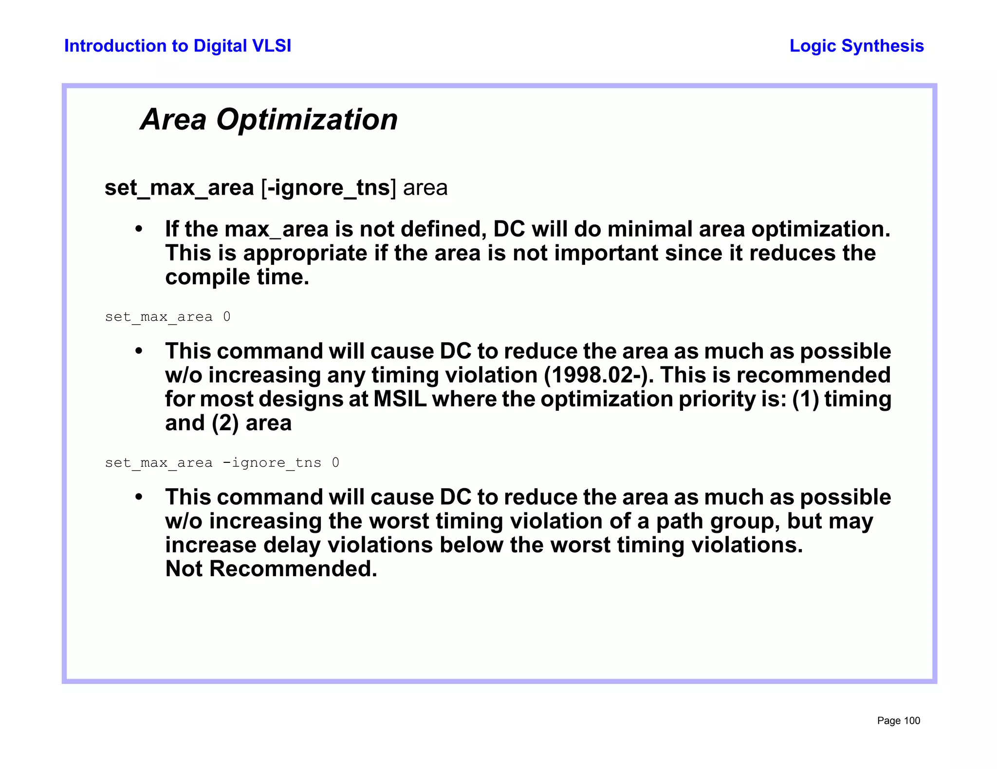 Basic synthesis flow and commands in digital VLSI | PDF