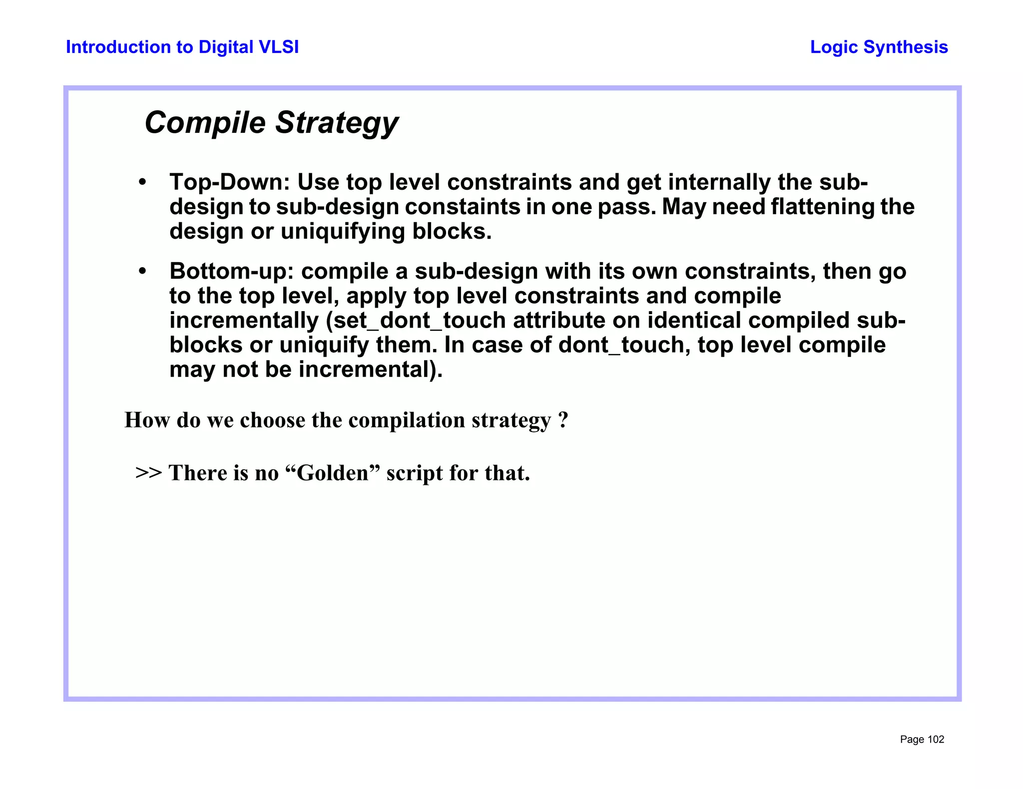 Basic synthesis flow and commands in digital VLSI | PDF