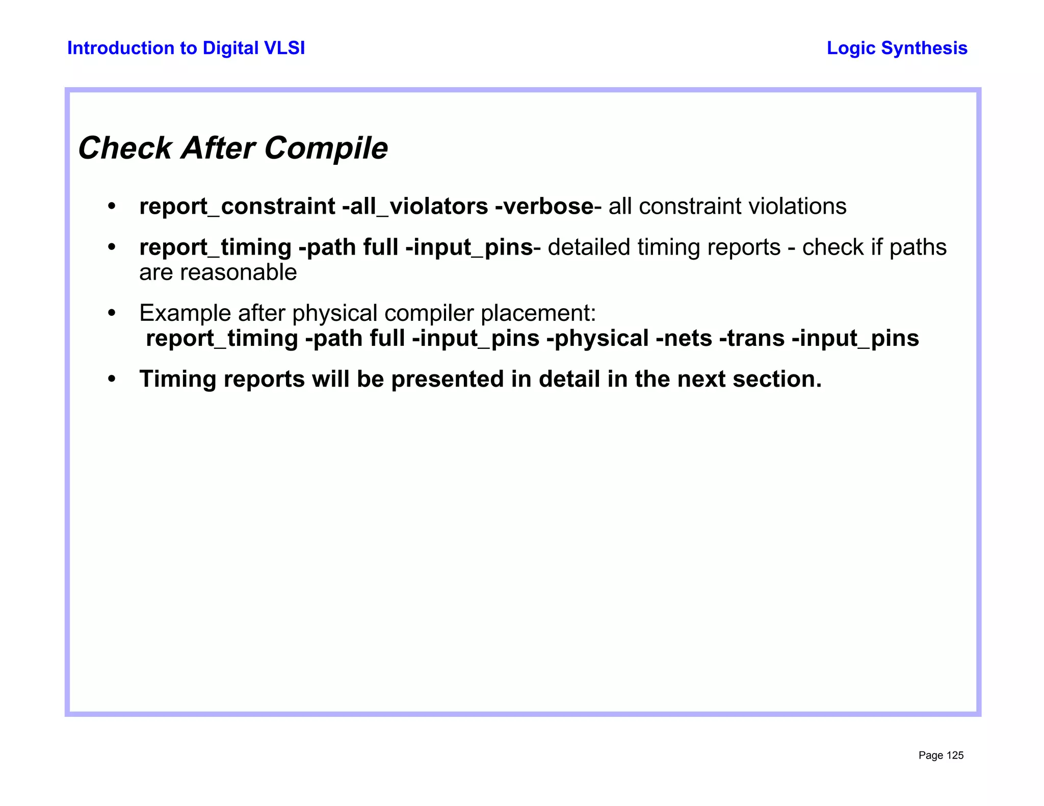 Basic synthesis flow and commands in digital VLSI | PDF