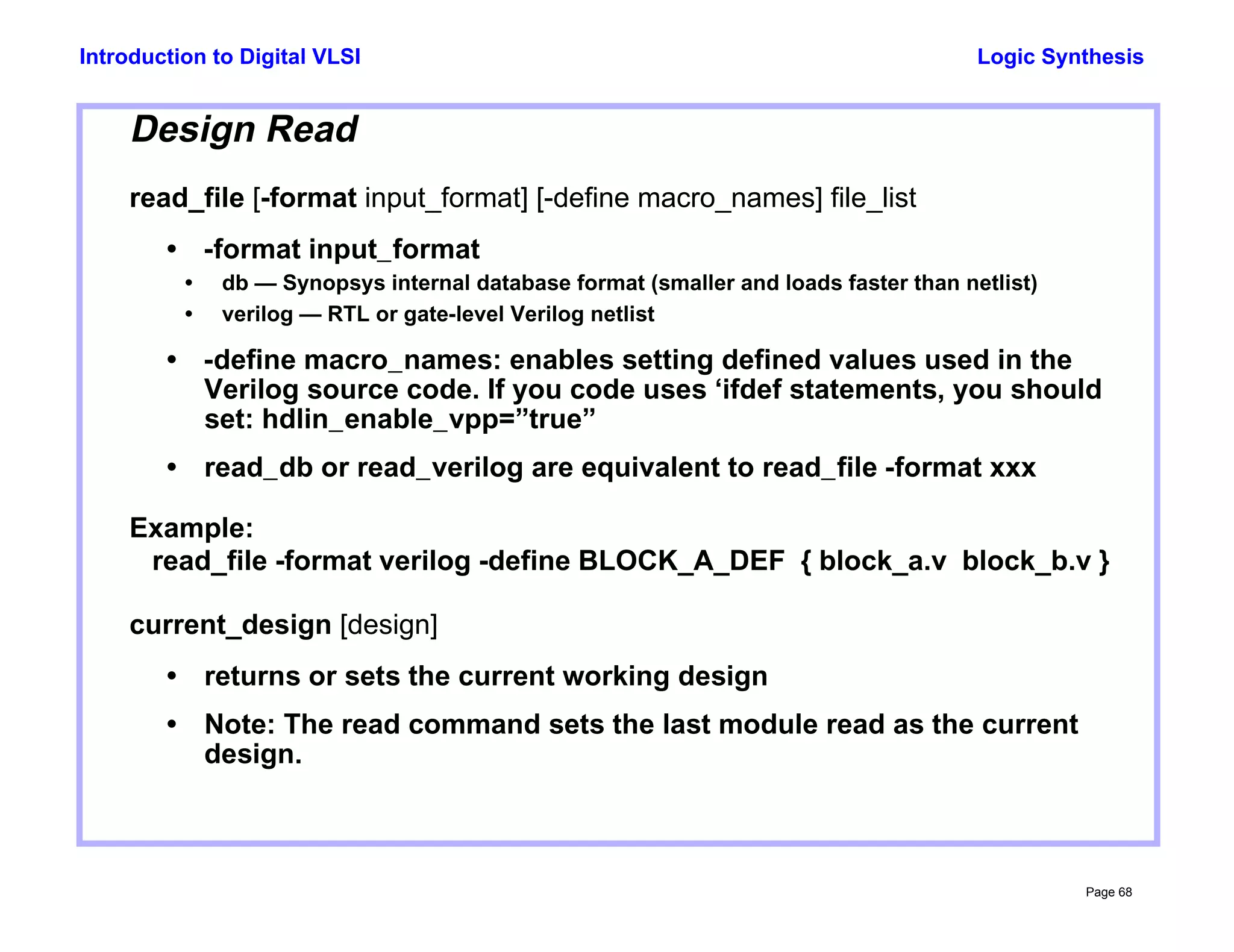 Basic Synthesis Flow And Commands In Digital Vlsi Pdf