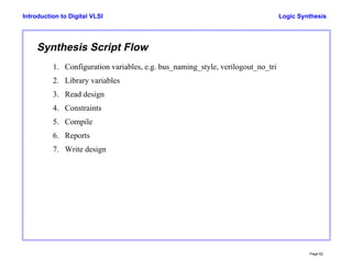 Basic synthesis flow and commands in digital VLSI | PDF