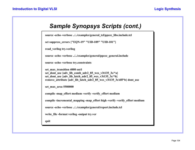Basic synthesis flow and commands in digital VLSI | PDF