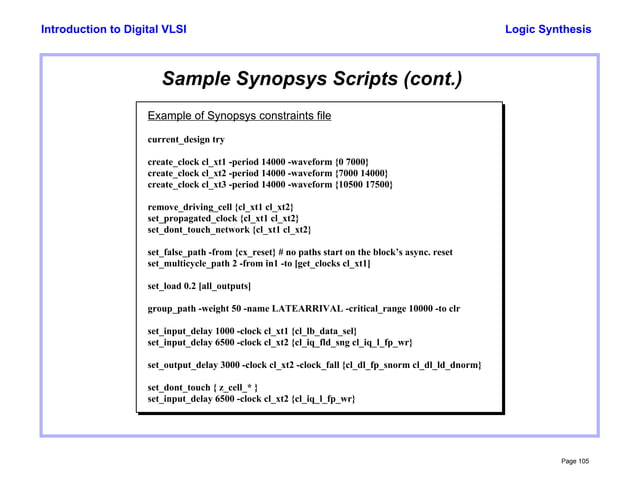 Basic Synthesis Flow And Commands In Digital Vlsi Pdf