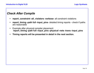 Basic synthesis flow and commands in digital VLSI | PDF