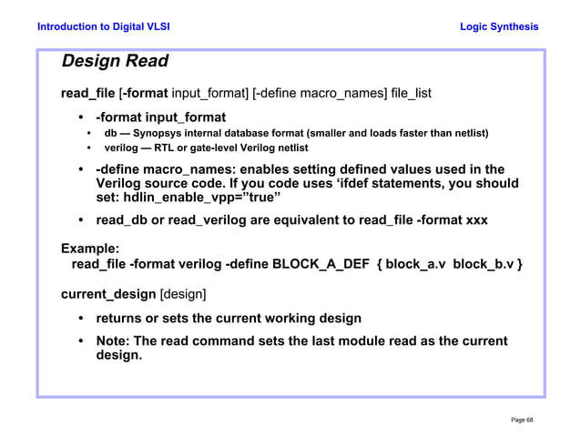 Basic synthesis flow and commands in digital VLSI | PDF