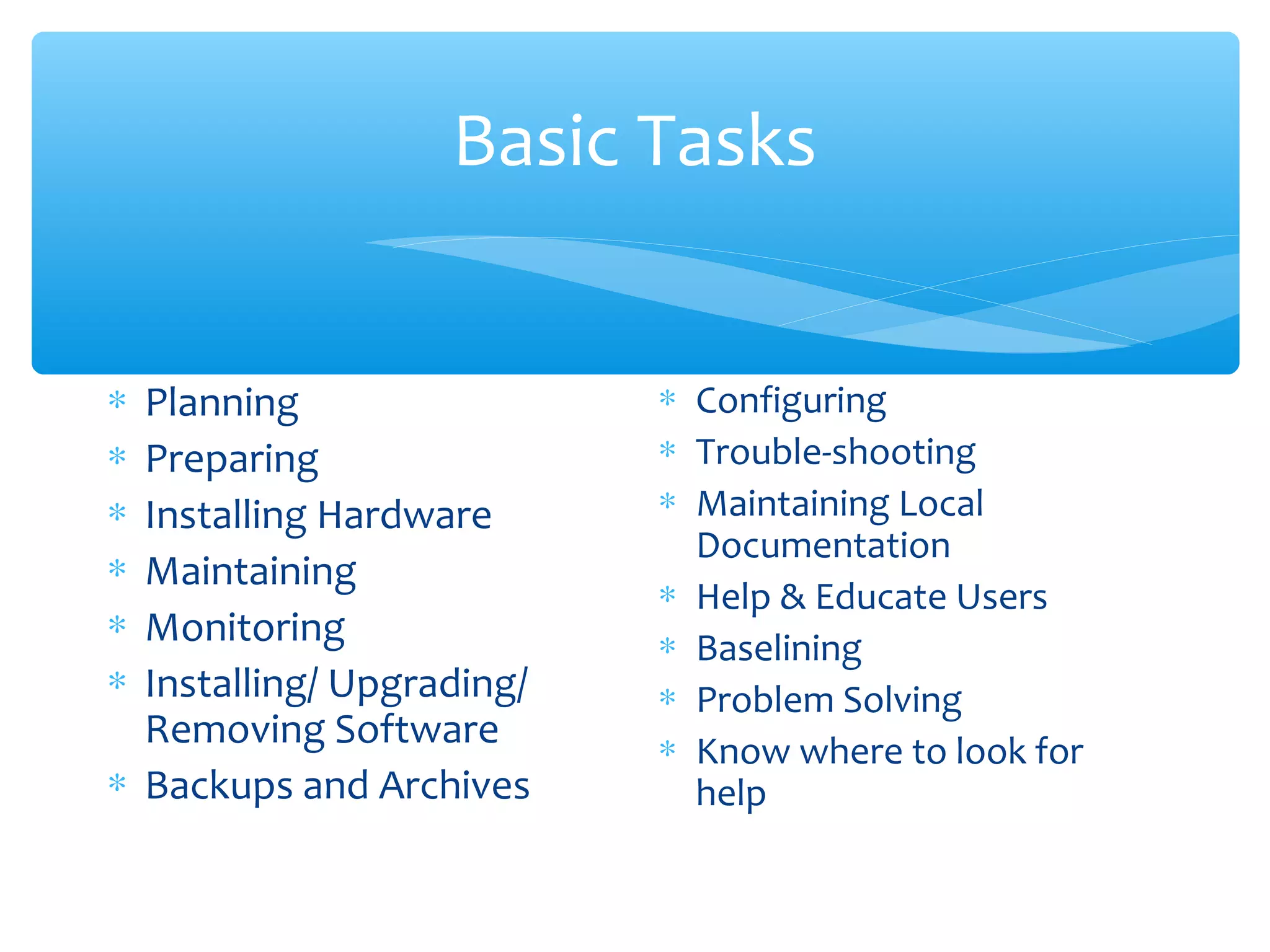 Basic system administration tasks | PPT