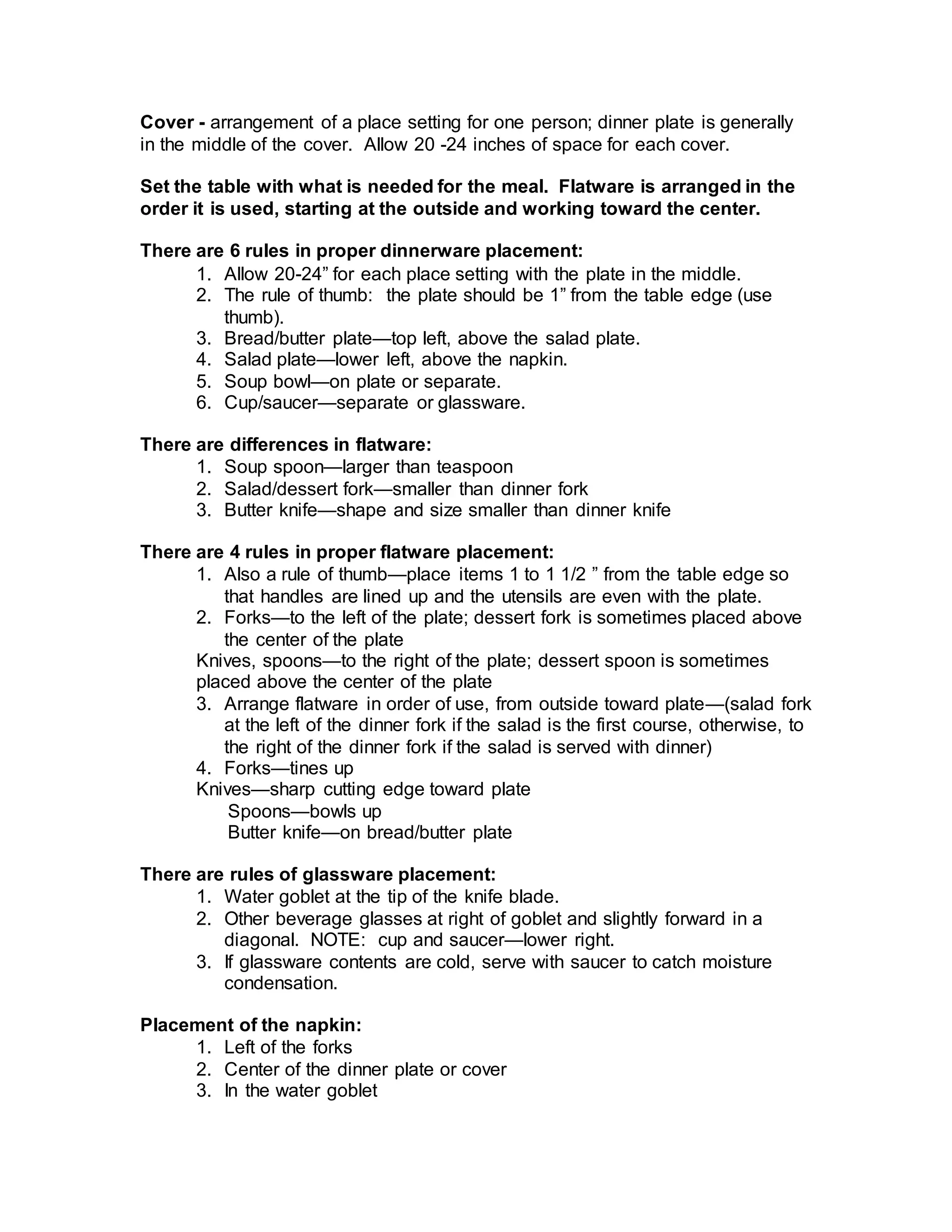 Basic table setting | DOCX