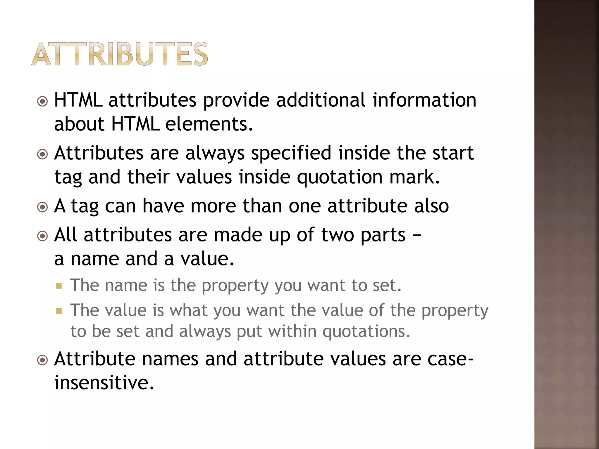 Basic tags in html | PPTX | Web Design and HTML | Internet