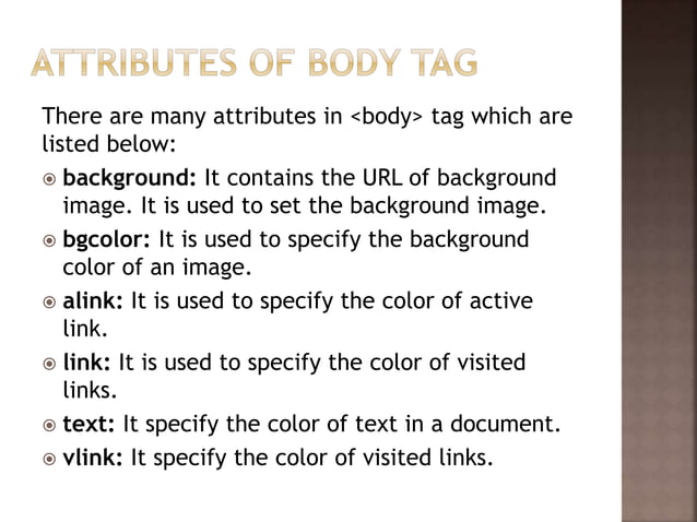 Basic tags in html | PPTX | Web Design and HTML | Internet
