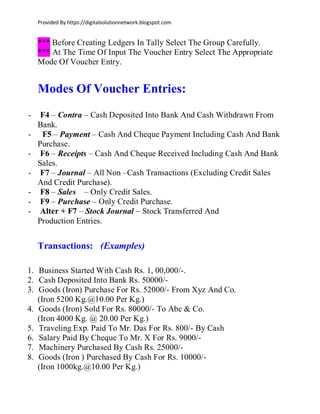 Basic tally notes | PDF