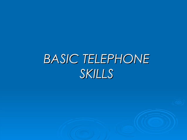 Basic telephone skills | PPT