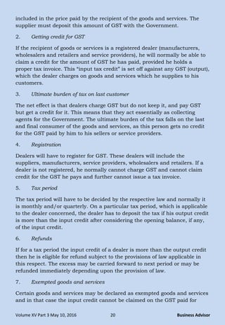 Basic tenets of GST - Dr Sanjiv Agarwal | PDF