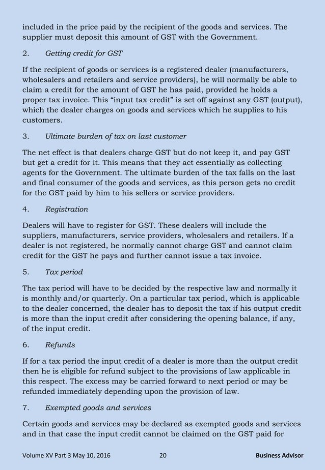 Basic tenets of GST - Dr Sanjiv Agarwal | PDF | Business Accounting ...