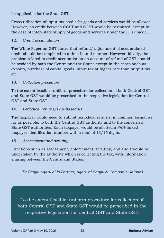 Basic tenets of GST - Dr Sanjiv Agarwal | PDF | Business Accounting ...