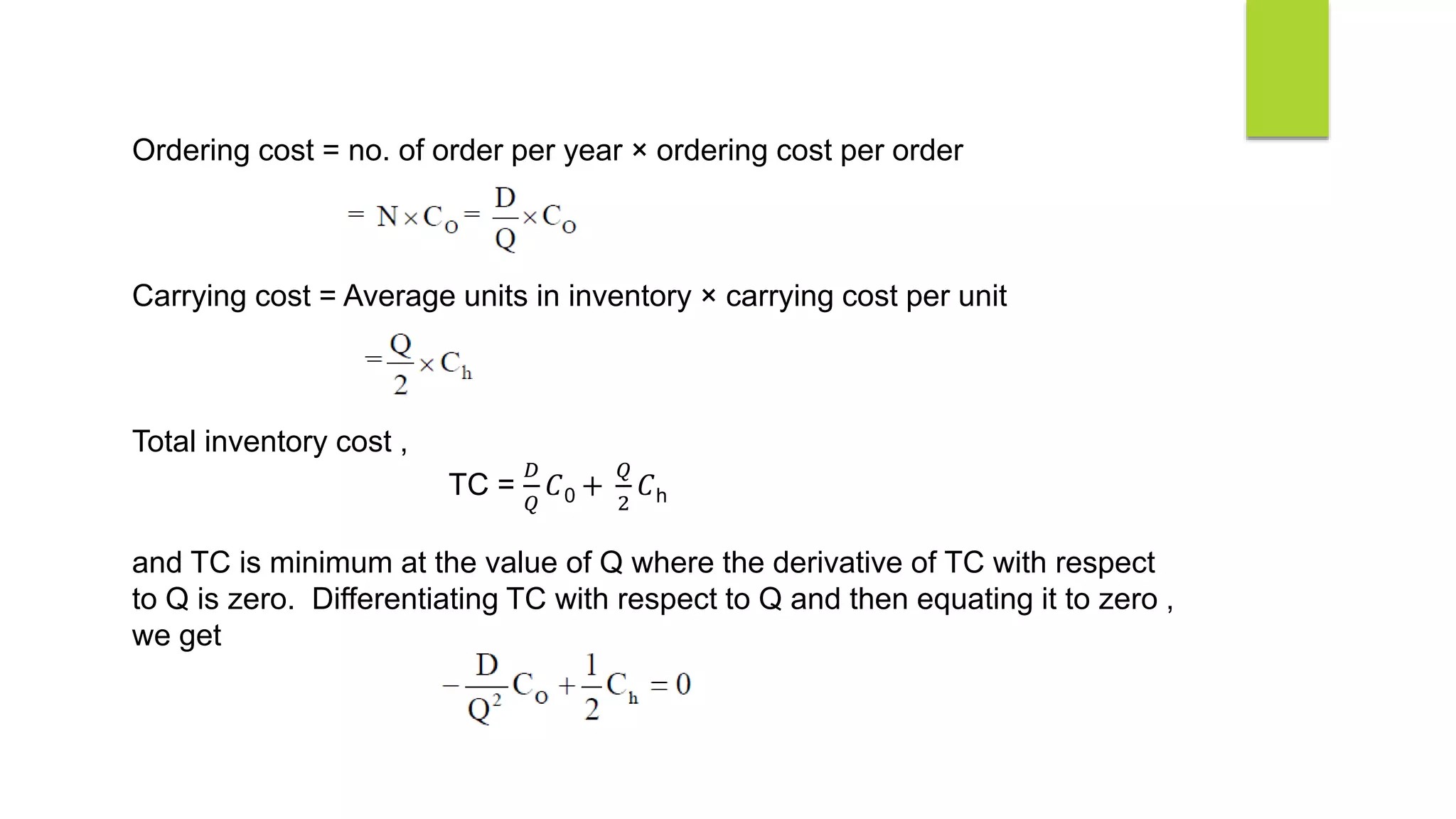 Basic terminologies and EOQ models of Inventory Theory | PPT