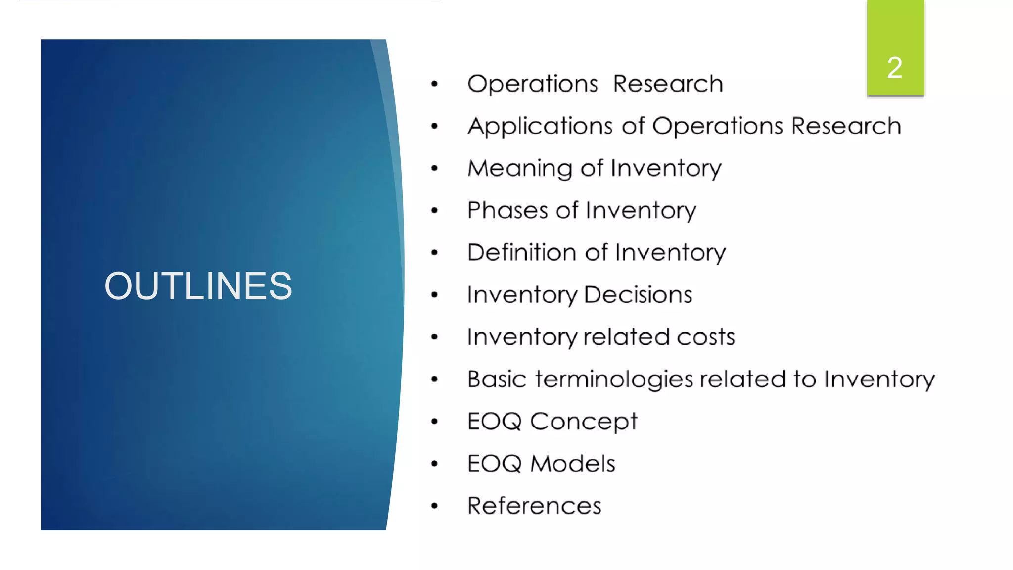 Basic terminologies and EOQ models of Inventory Theory | PPT