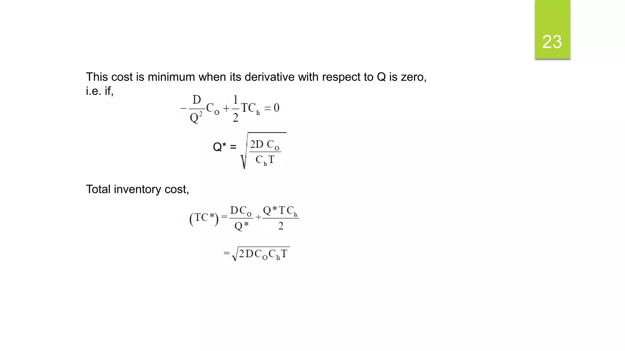 Basic terminologies and EOQ models of Inventory Theory | PPT