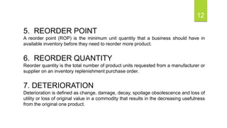 Basic terminologies and EOQ models of Inventory Theory | PPTX