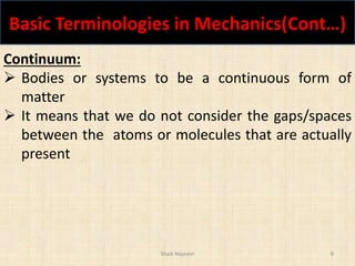 Basic terminologies and fundamental laws engineering mechanics | PPTX