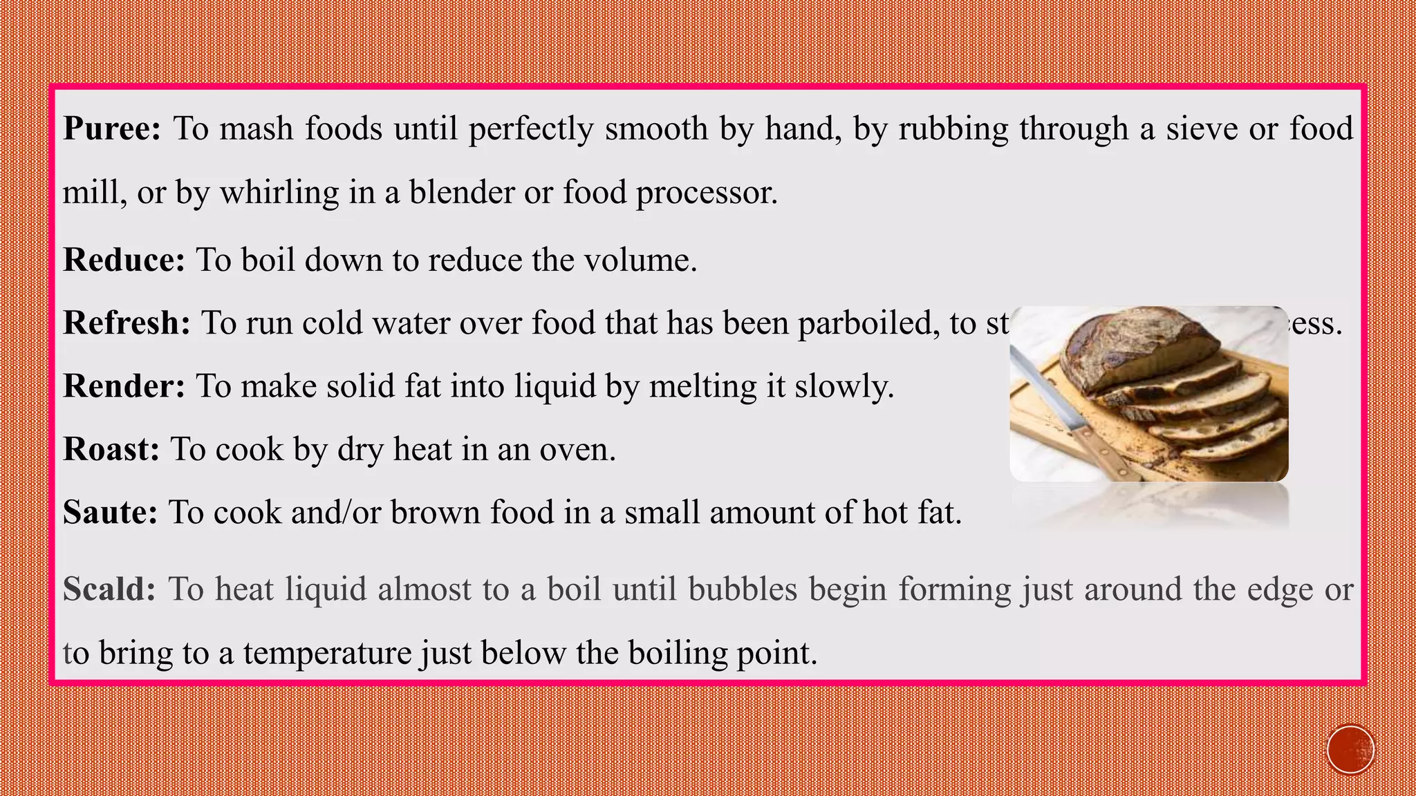 Basic terminologies used in food preperation (unit iv) | PPTX