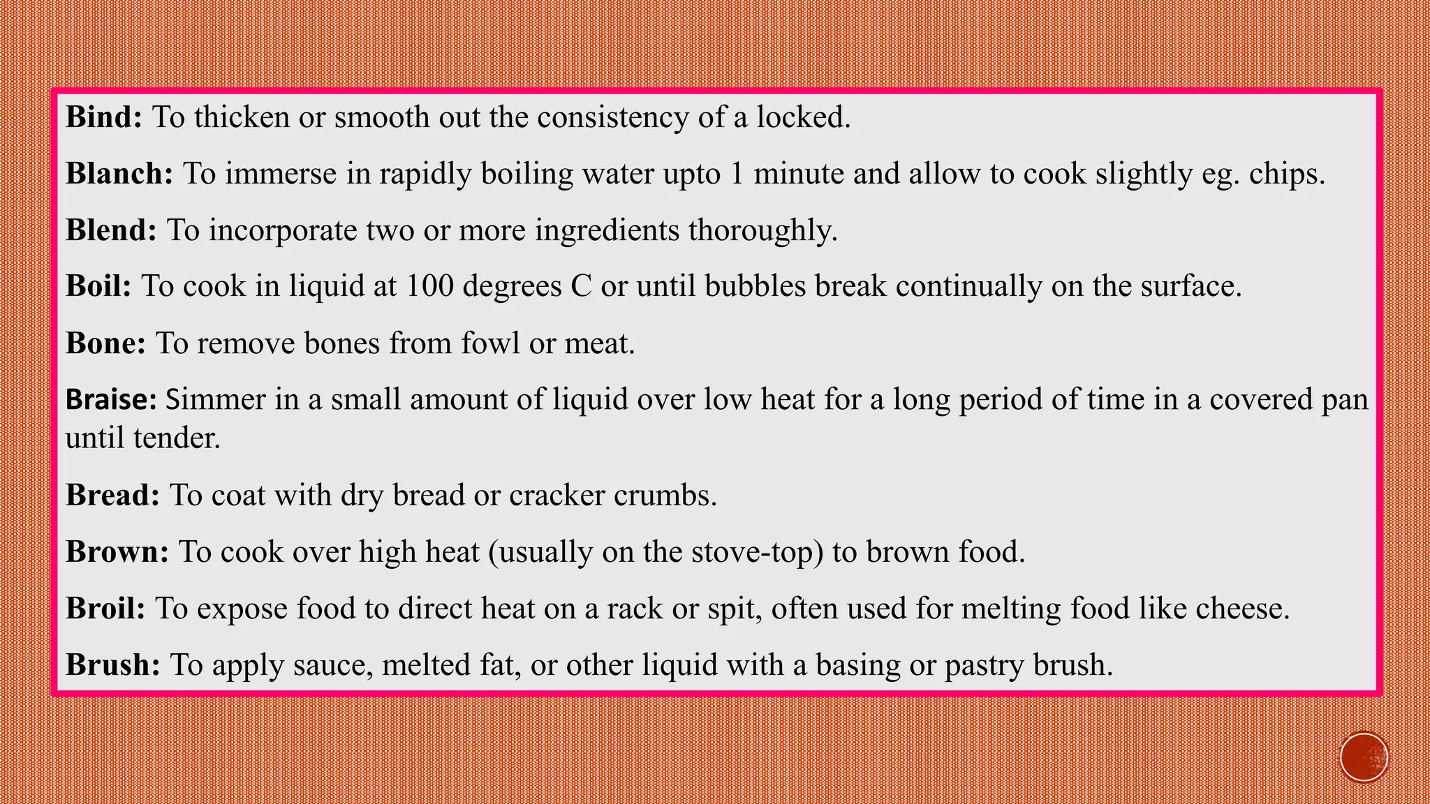 Basic terminologies used in food preperation (unit iv) | PPTX