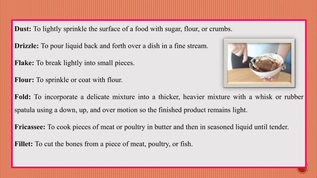 Basic terminologies used in food preperation (unit iv) | PPTX ...