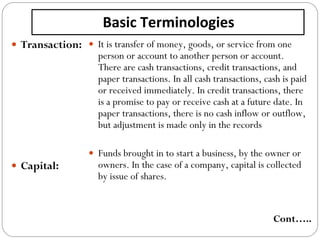 Basic terminology in accounts | PPT