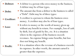 Basic terminology in accounts | PPT