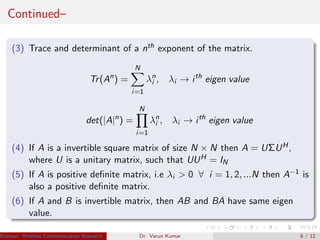 Usage of Different Matrix Operation for MIMO Communication | PPT