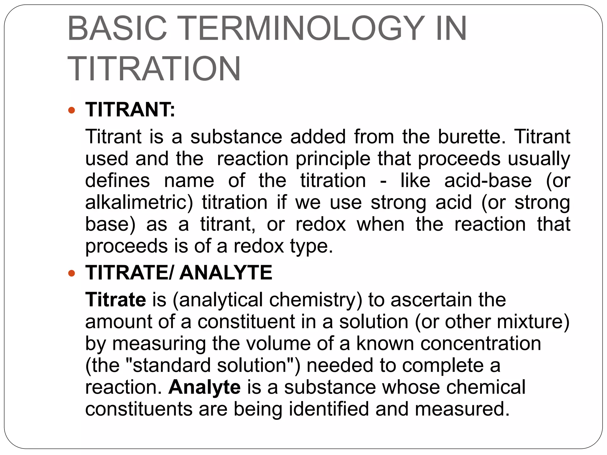 Basic terminology in titration | PPTX
