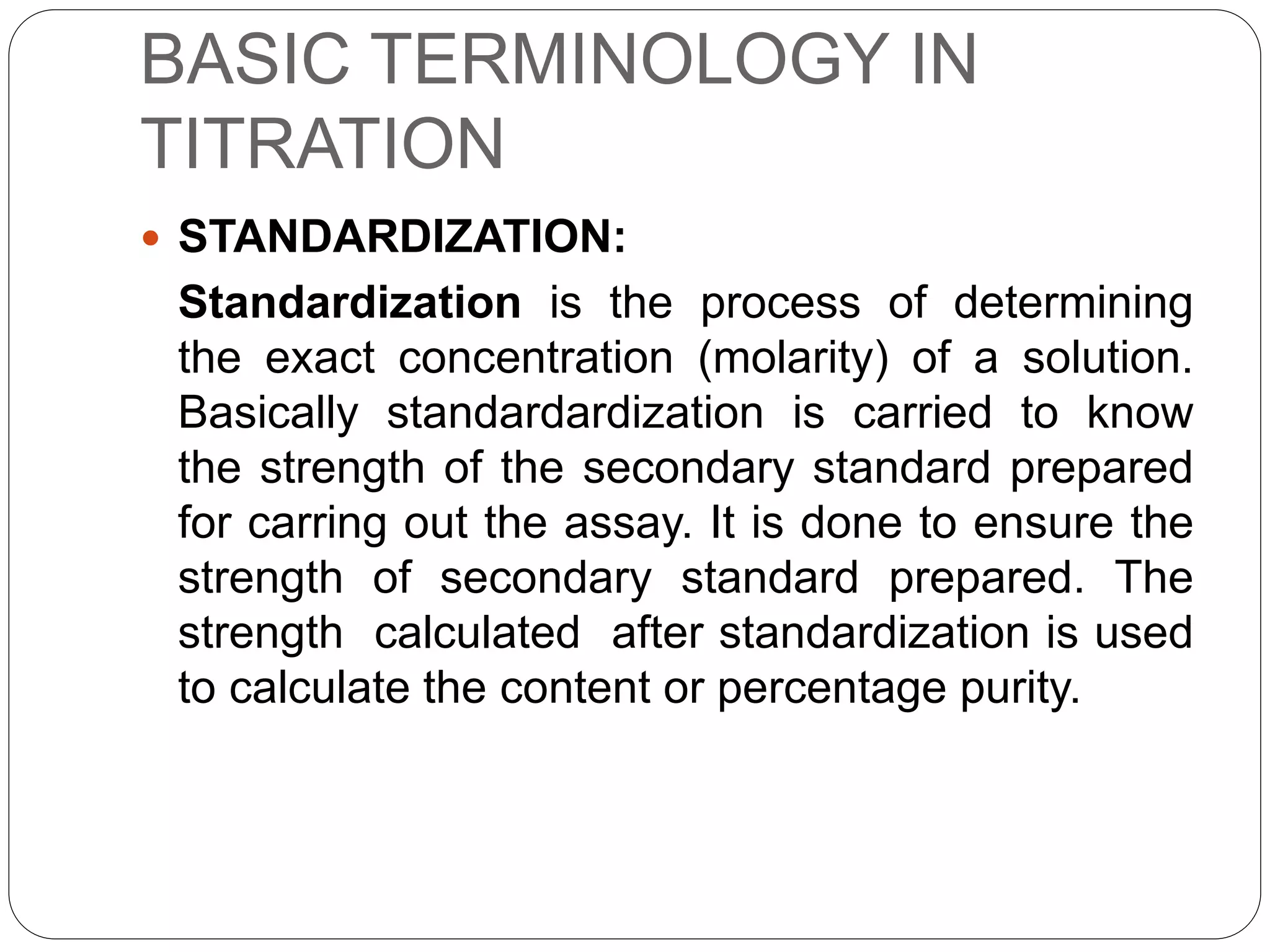 Basic terminology in titration | PPTX