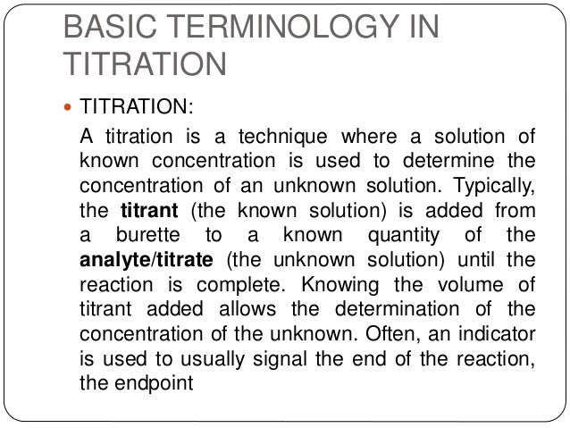 Basic terminology in titration