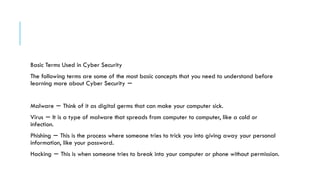 Basic Terms Used in Cyber Security by Dr.Purushottam Petare | PPTX