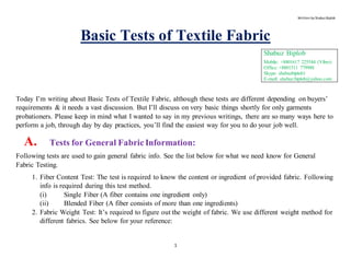 Basic Tests of Textile Fabric | PPT