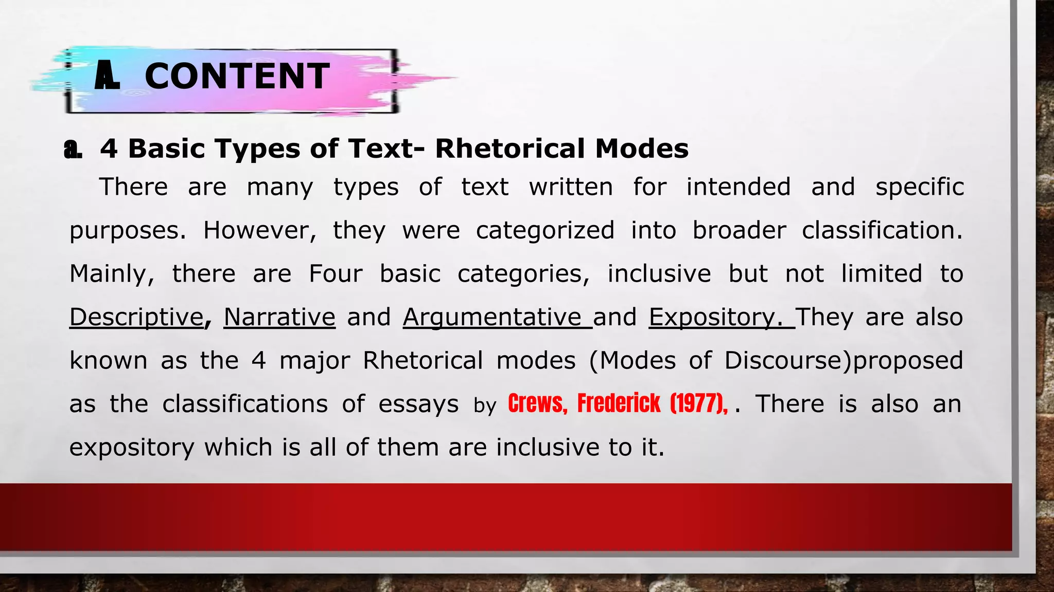 Basic text types and other text types as to purpose ppt | PDF