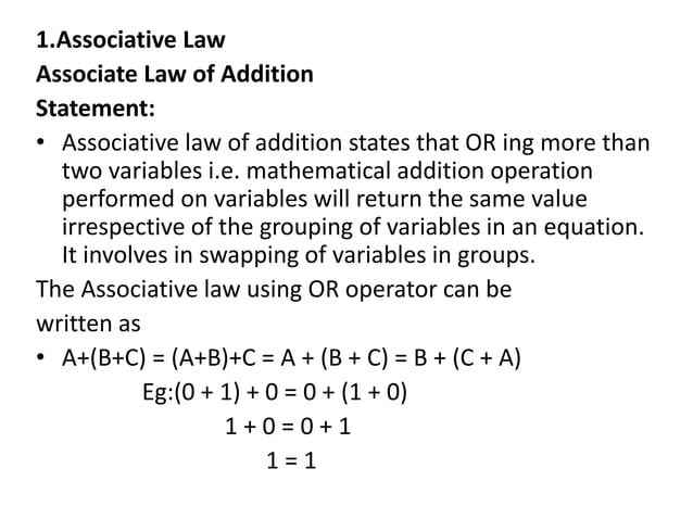 Basic Theorems And Properties Of Boolean Algebra Pptx