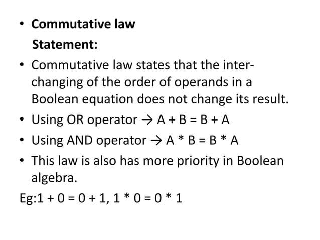 Basic Theorems And Properties Of Boolean Algebra Pptx