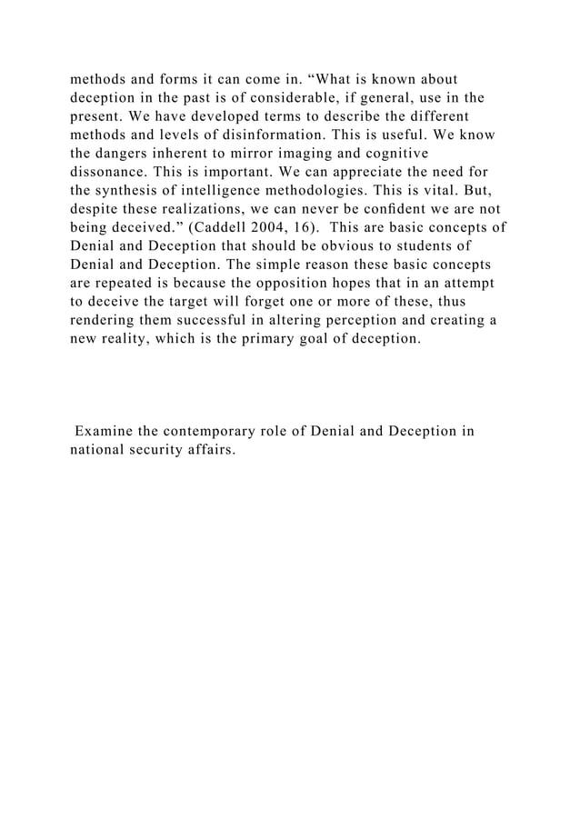 Basic theories of Denial and Decept.docx | Arms & Ammunition ...