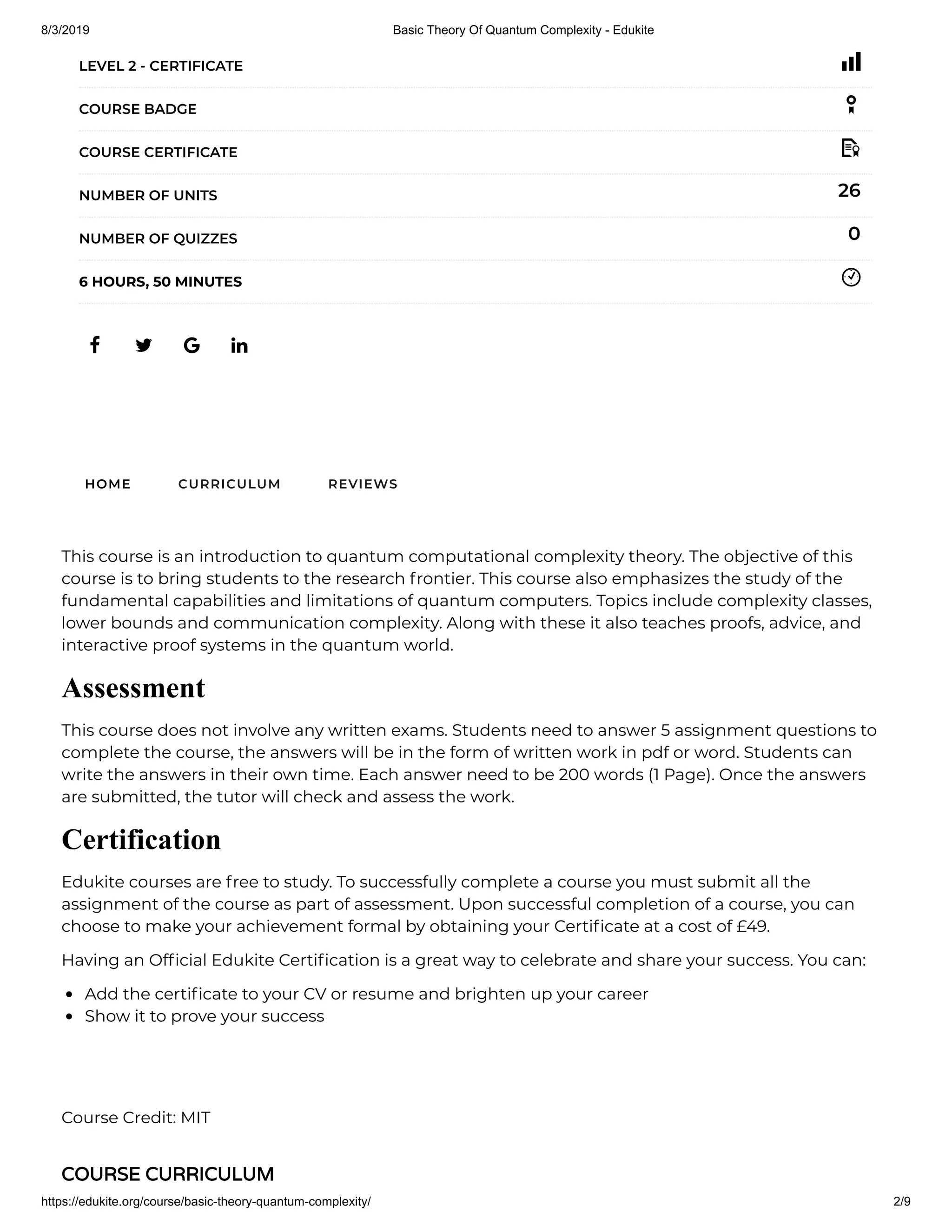 Basic Theory Of Quantum Complexity - Edukite | PDF