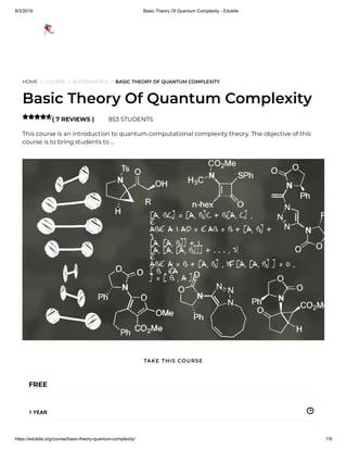 Basic Theory Of Quantum Complexity - Edukite | PDF
