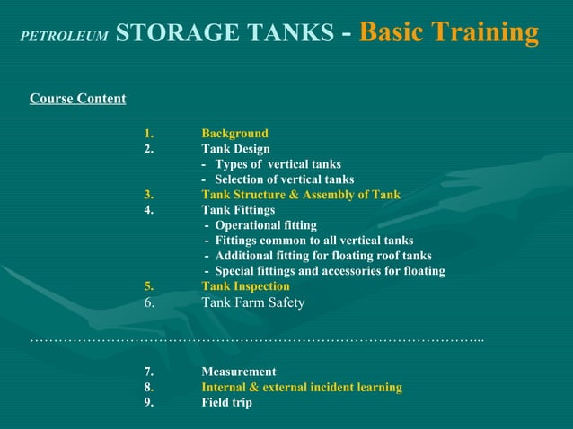 Basic Training Of Storage Tank.pdf | Science