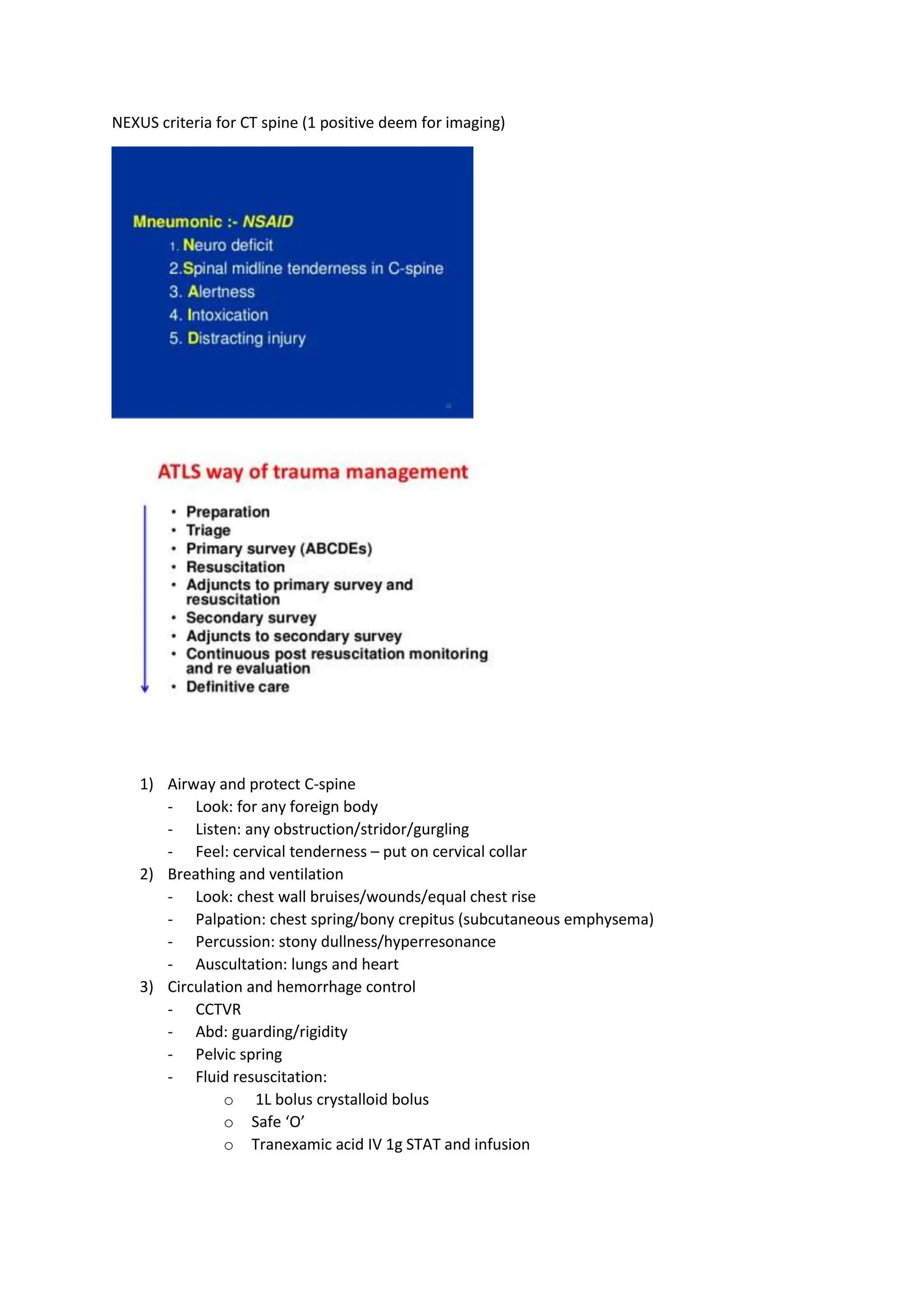 Basic Trauma Life Support Document Notes | DOCX
