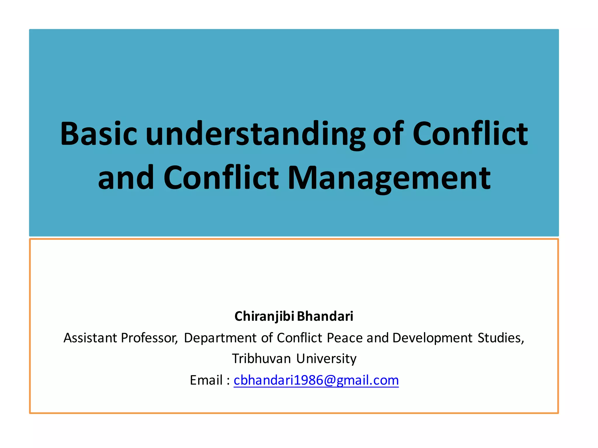 Basic understanding of conflict and conflict management | PDF