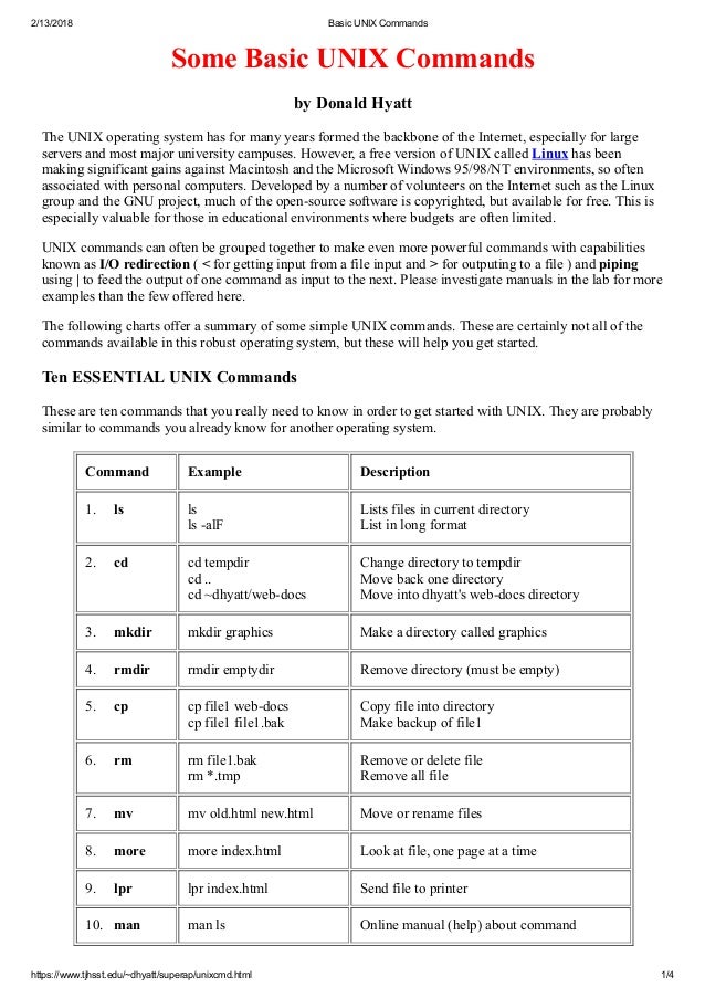 Basic unix commands1 Basic unix commands1