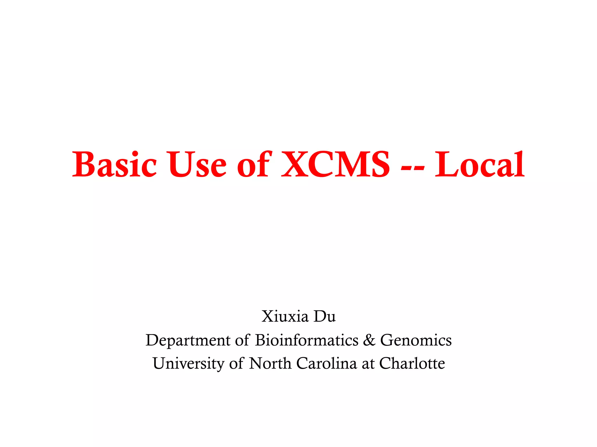 Basic use of xcms | PPT