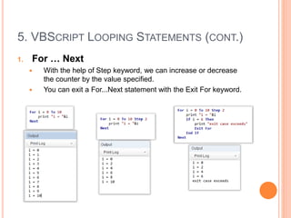 Basic vbscript for qtp | PPTX | Programming Languages | Computing