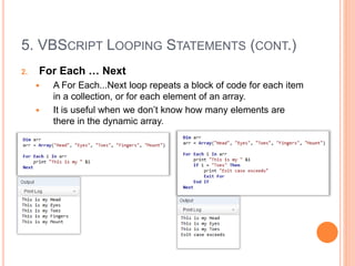 Basic vbscript for qtp | PPTX | Programming Languages | Computing