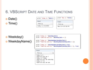 Basic vbscript for qtp | PPTX | Programming Languages | Computing
